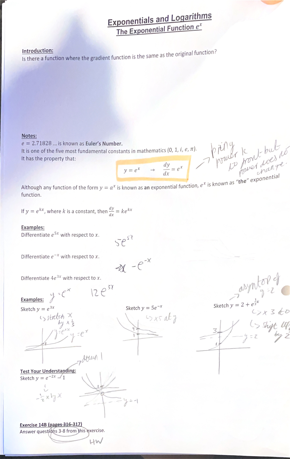 Logs - Log notes - Exponentials and Logarithms The Exponential Function ...