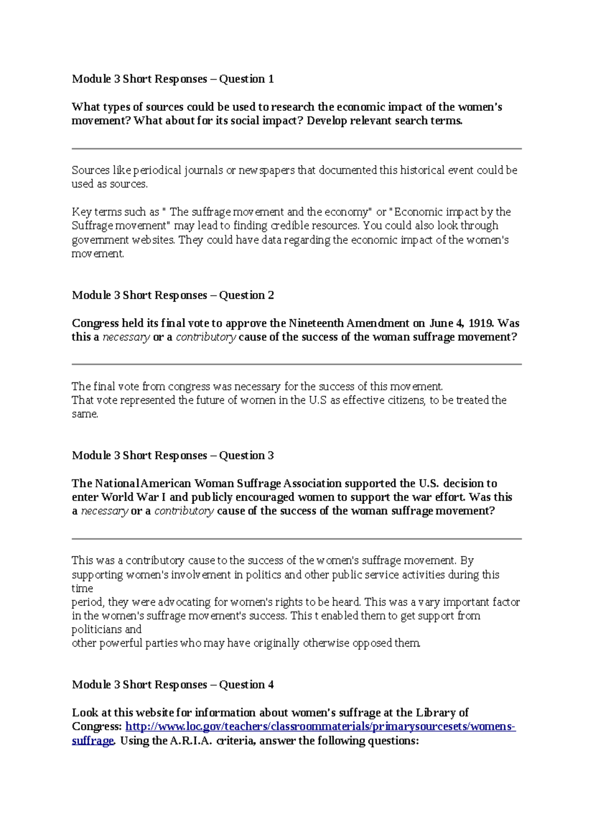 Dakota Dumire HIS 200 Applied History Module 3 Short Answer - Module 3 ...