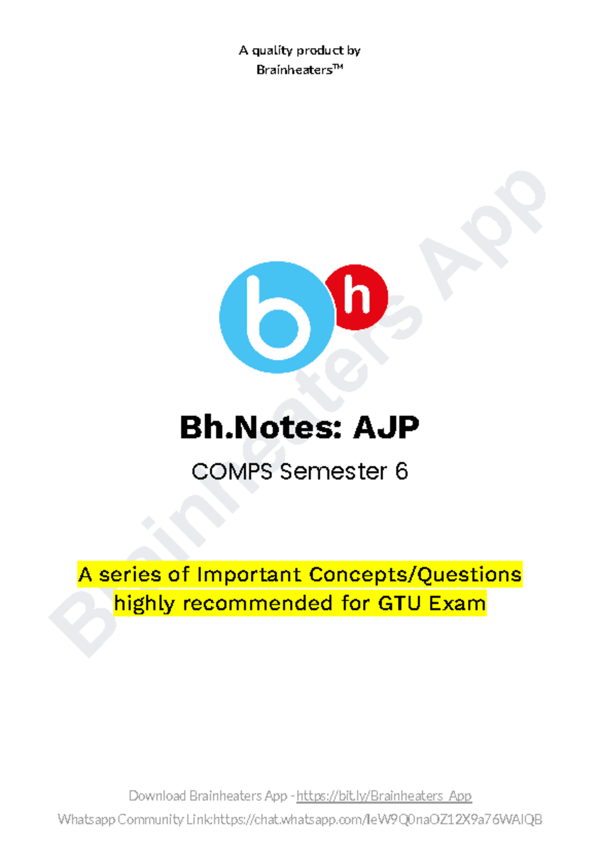 AJP Notes - Brainheaters App A quality product by BrainheatersTM Bh ...