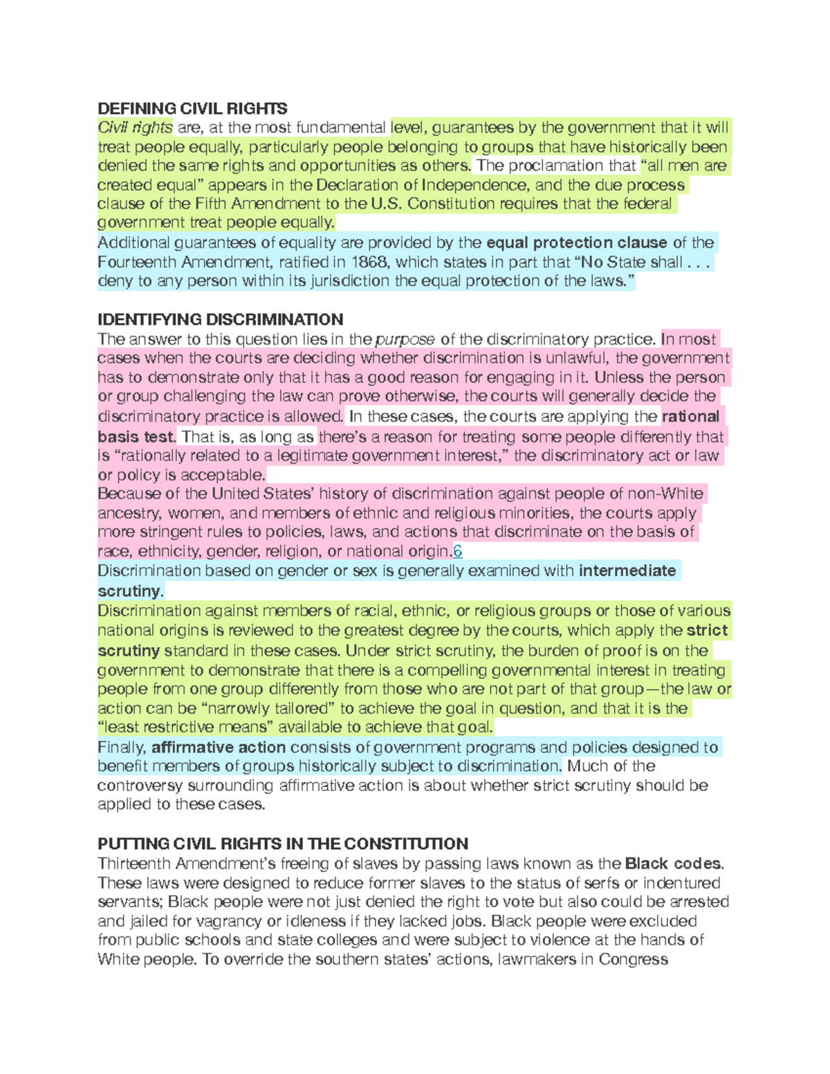 Civil Rights and Discriminiation PDF - DEFINING CIVIL RIGHTS Civil ...