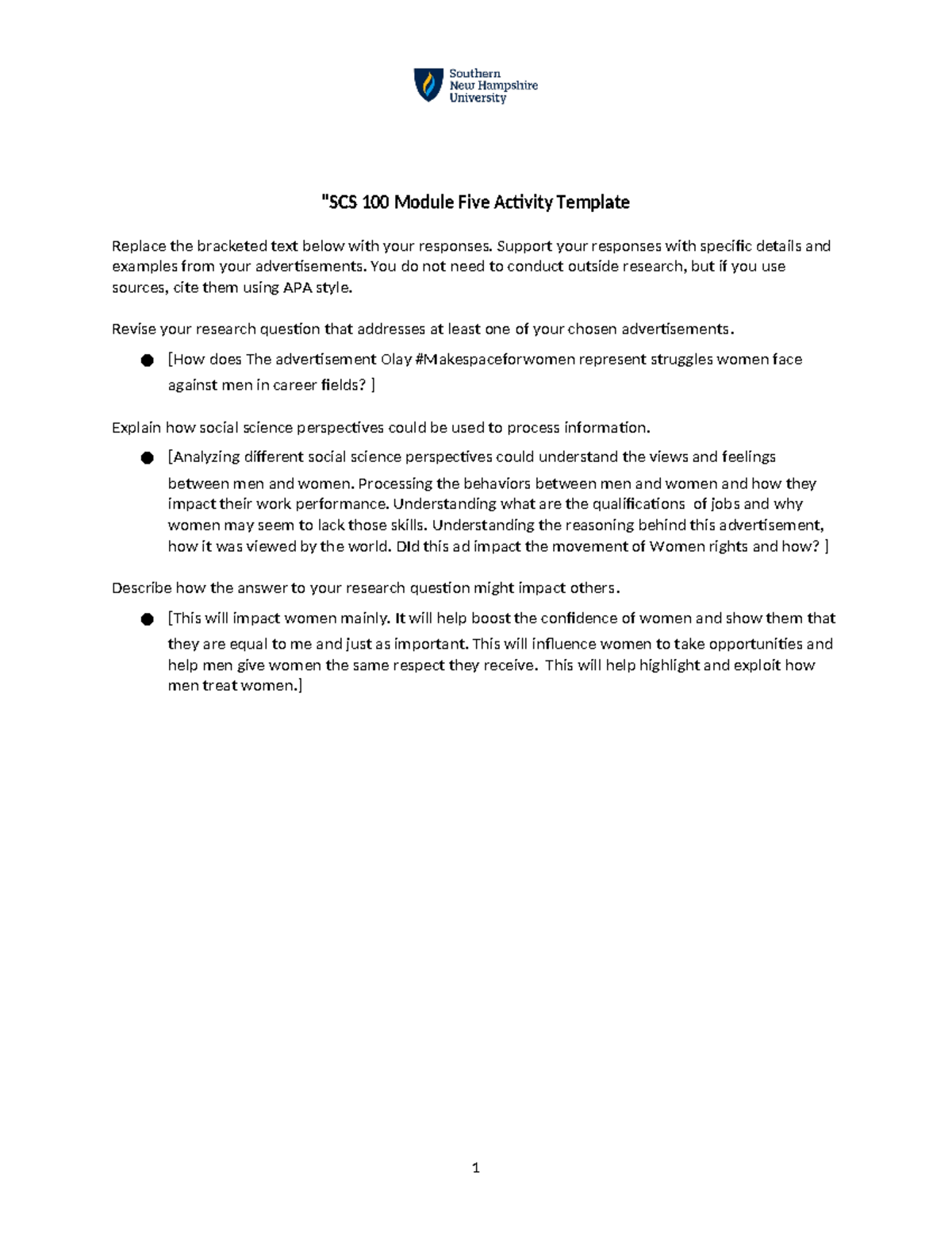 SCS 100 Module Five Activity Template - "SCS 100 Module Five Activity Template Replace the - Studocu