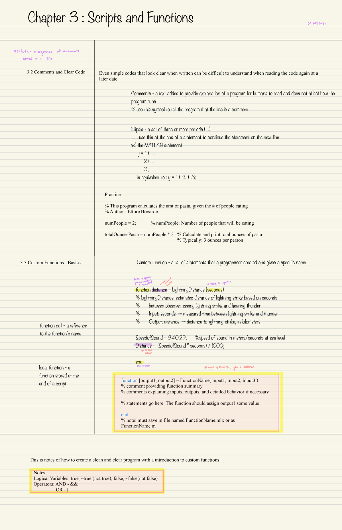 Chapter 3 - Chapter 3 : Scripts and Functions 3 Comments and Clear Code ...