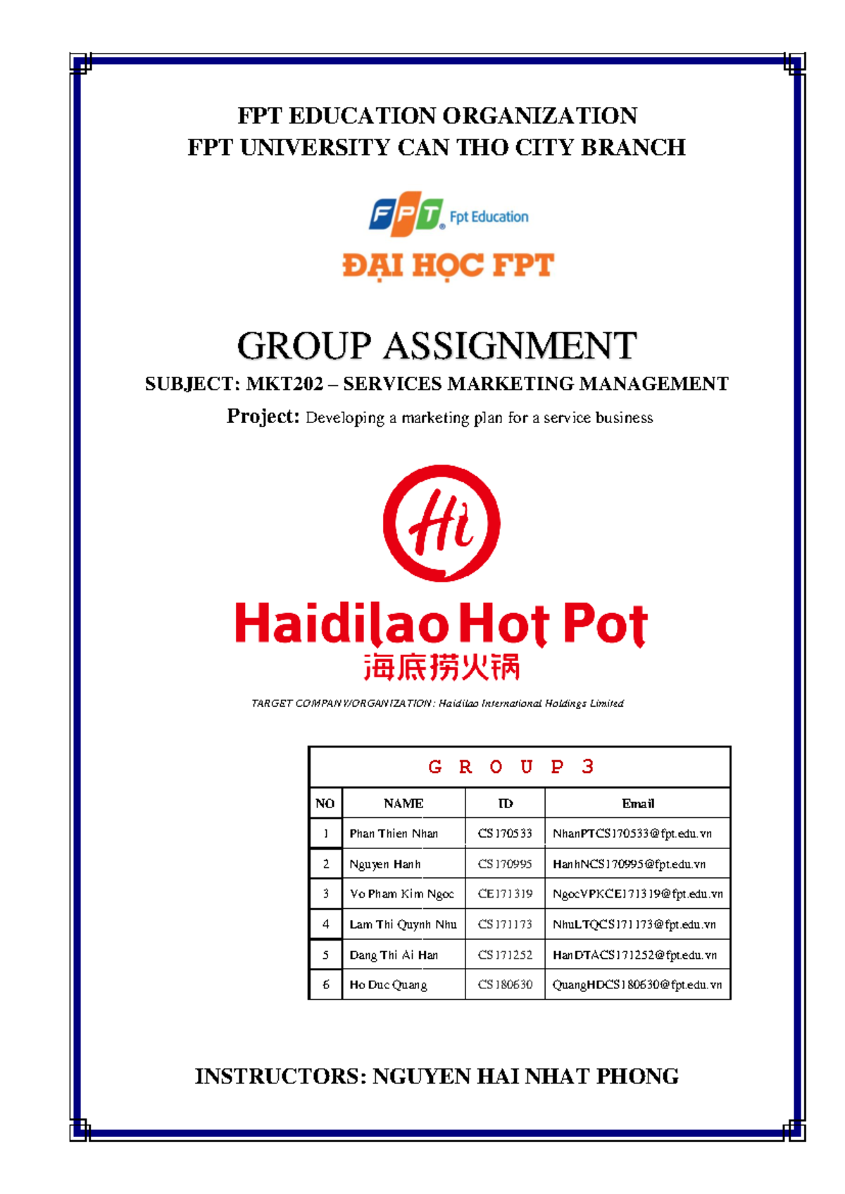 GA_MKT202_SP24_ - FPT EDUCATION ORGANIZATION FPT UNIVERSITY CAN THO ...