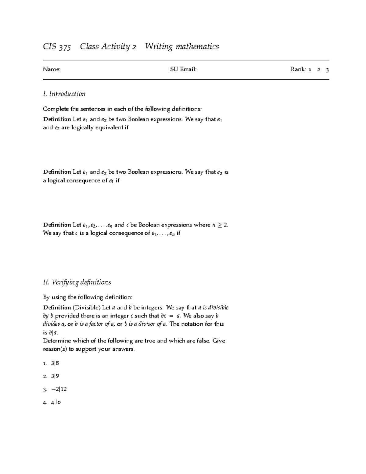 02-Writing Math - Lecture notes 5 - CIS 375 Class Activity 2 Writing ...