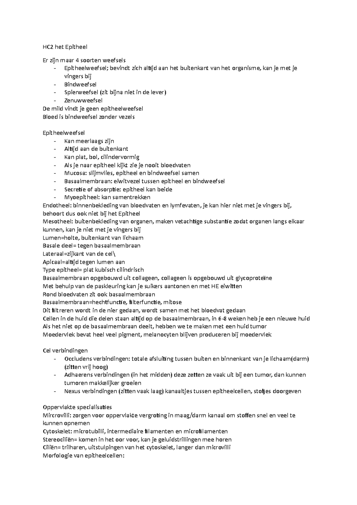 HC2 het Epitheel - HC2 BLT - HC2 het Epitheel Er zijn maar 4 soorten ...