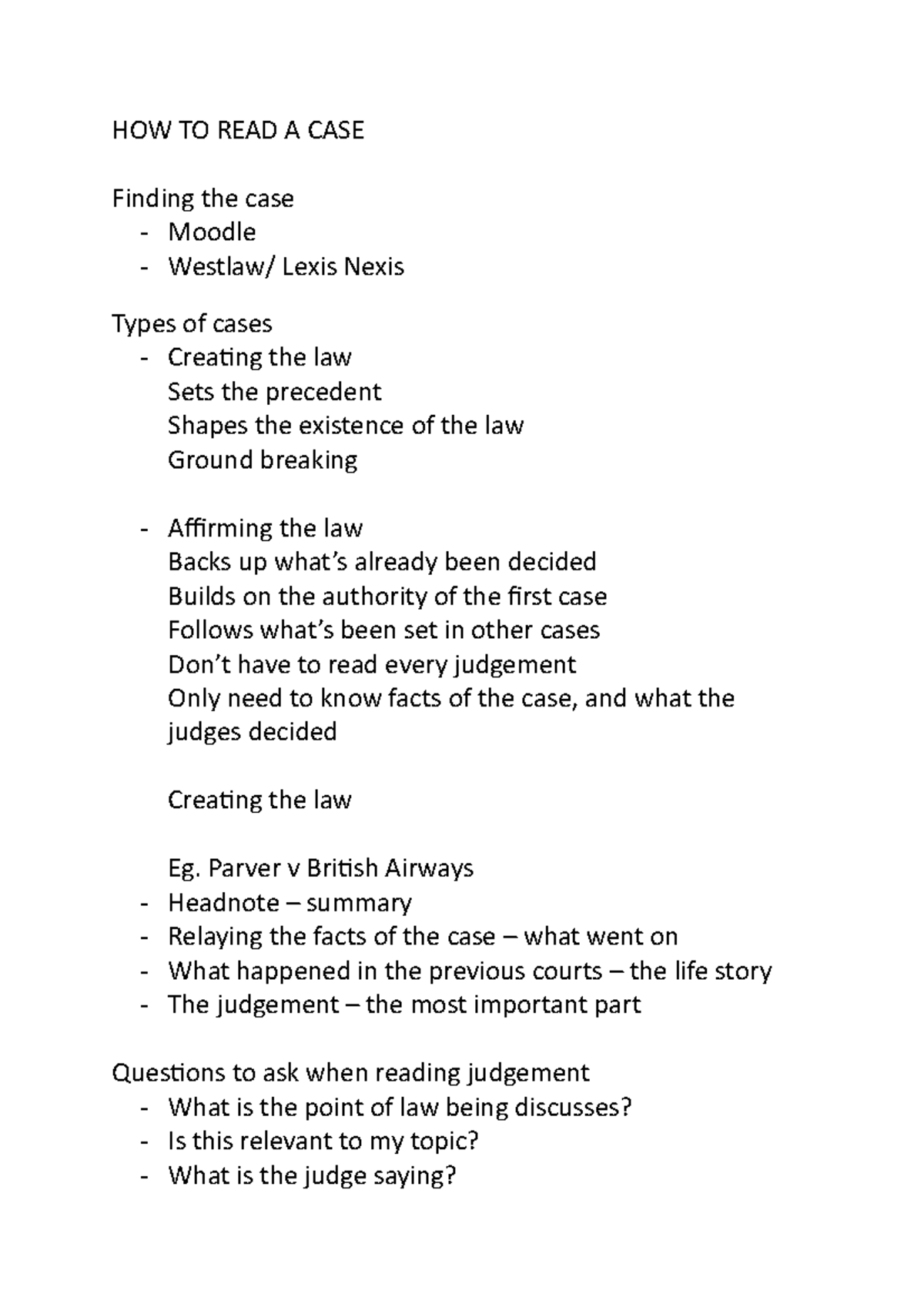 HOW TO READ A CASE - Guide on reading cases - HOW TO READ A CASE ...
