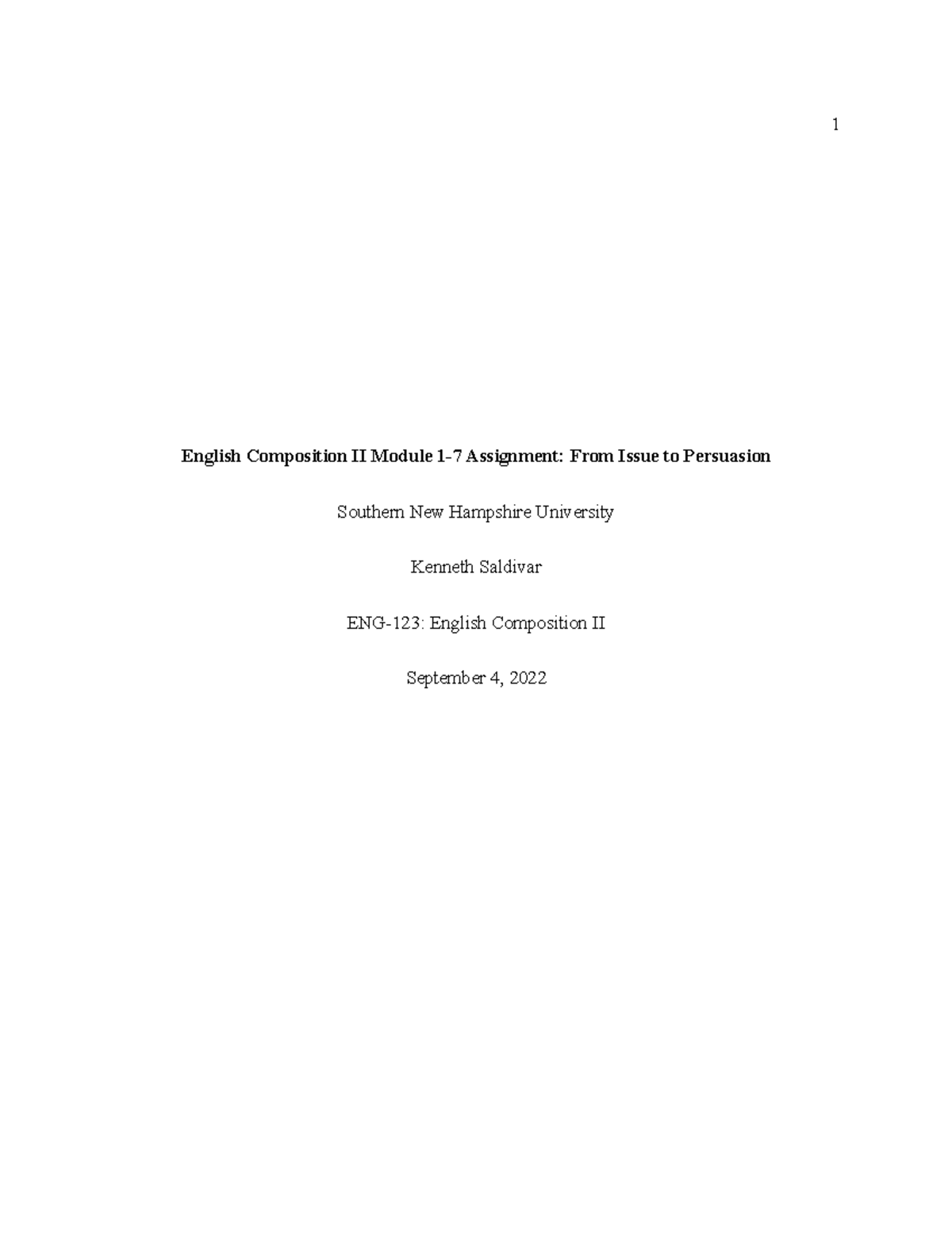 Eng 123 1 7 Assignment From Issue To Persuasion English Composition Ii Module 1 7 Assignment