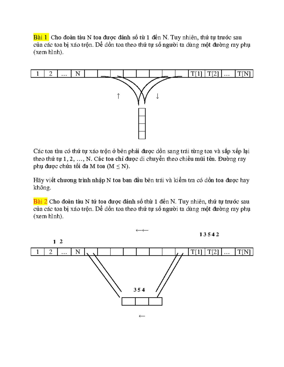 BT Ch3 - Exercise - Bài 1 Cho đoàn tàu N toa được đánh số từ 1 đến N. Tuy nhiên, thứ tự trước ...