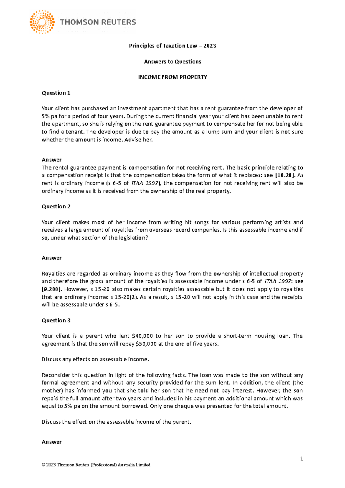 Module 5 - Study Questions - Answer Guide - Principles of Taxation Law ...