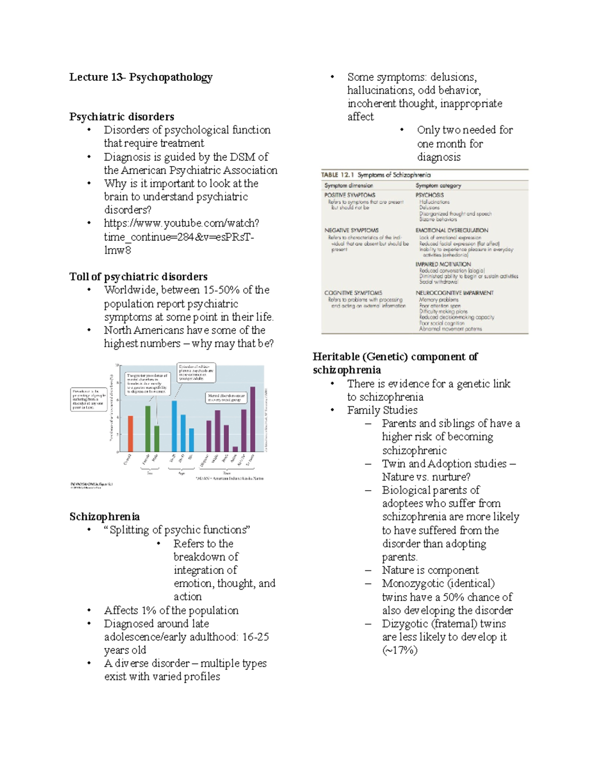 Lecture 13- Psychopathology - Lecture 13- Psychopathology Psychiatric ...