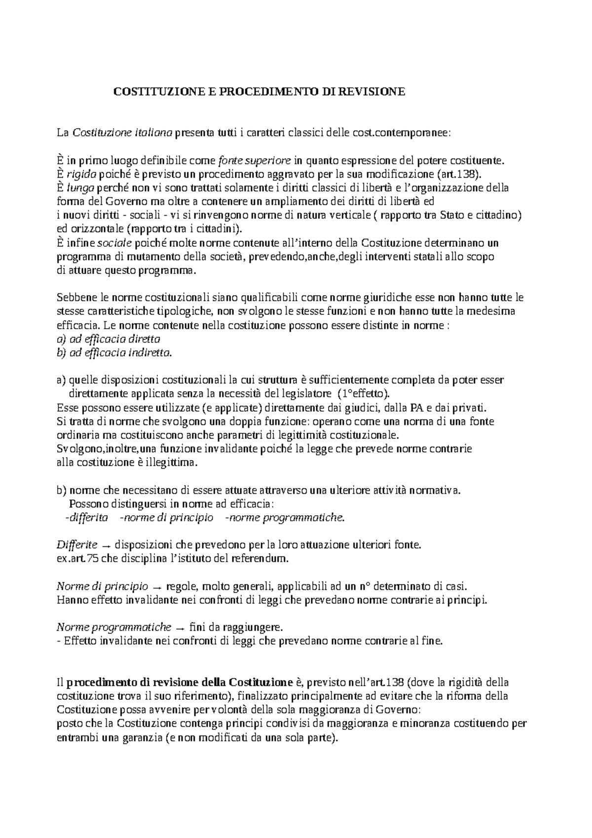 Costituzione e procedimento di revisione - pubblico - COSTITUZIONE E ...
