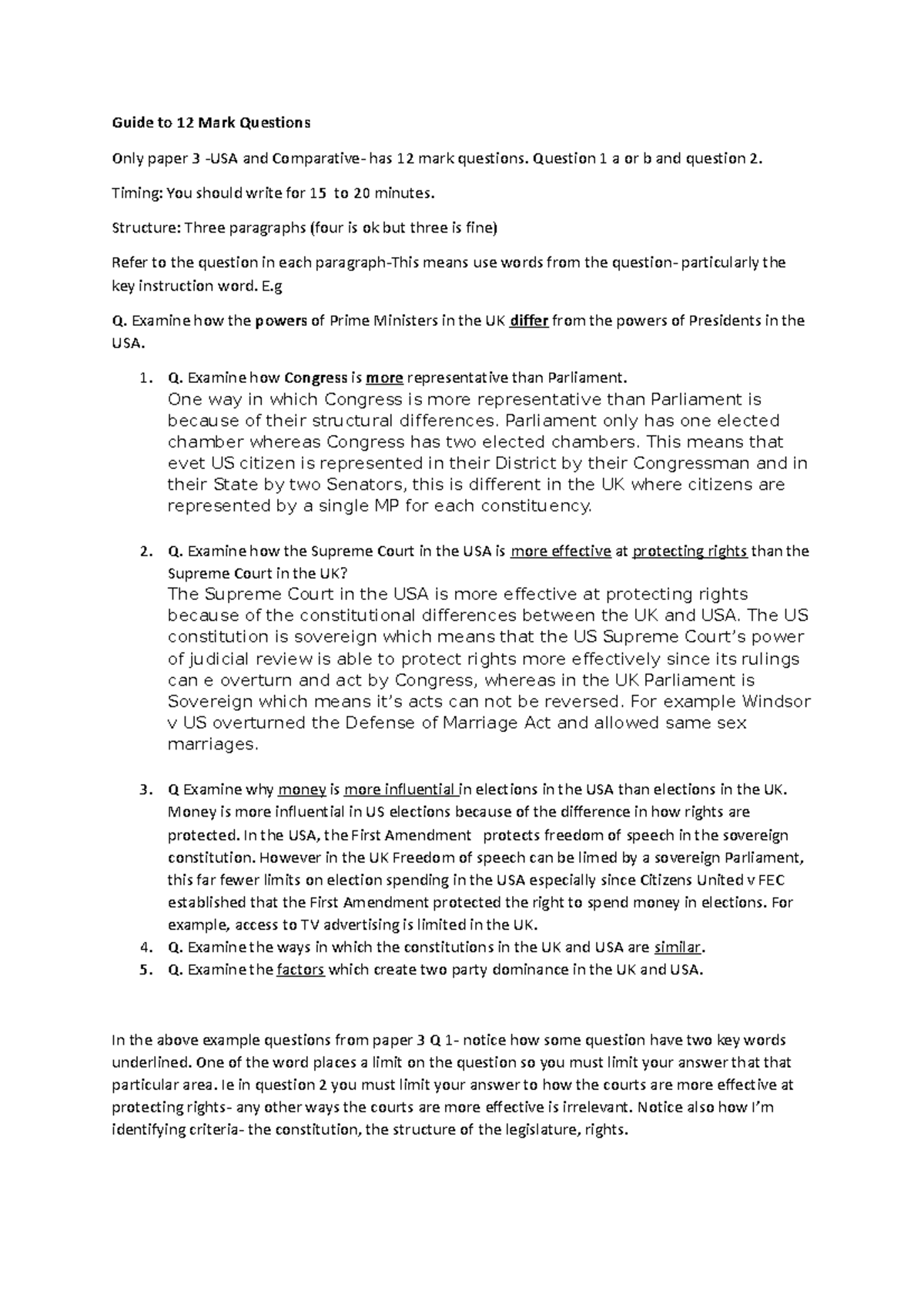 Guide to 12 mark essays - Advice on essay structure - Guide to 12 Mark ...