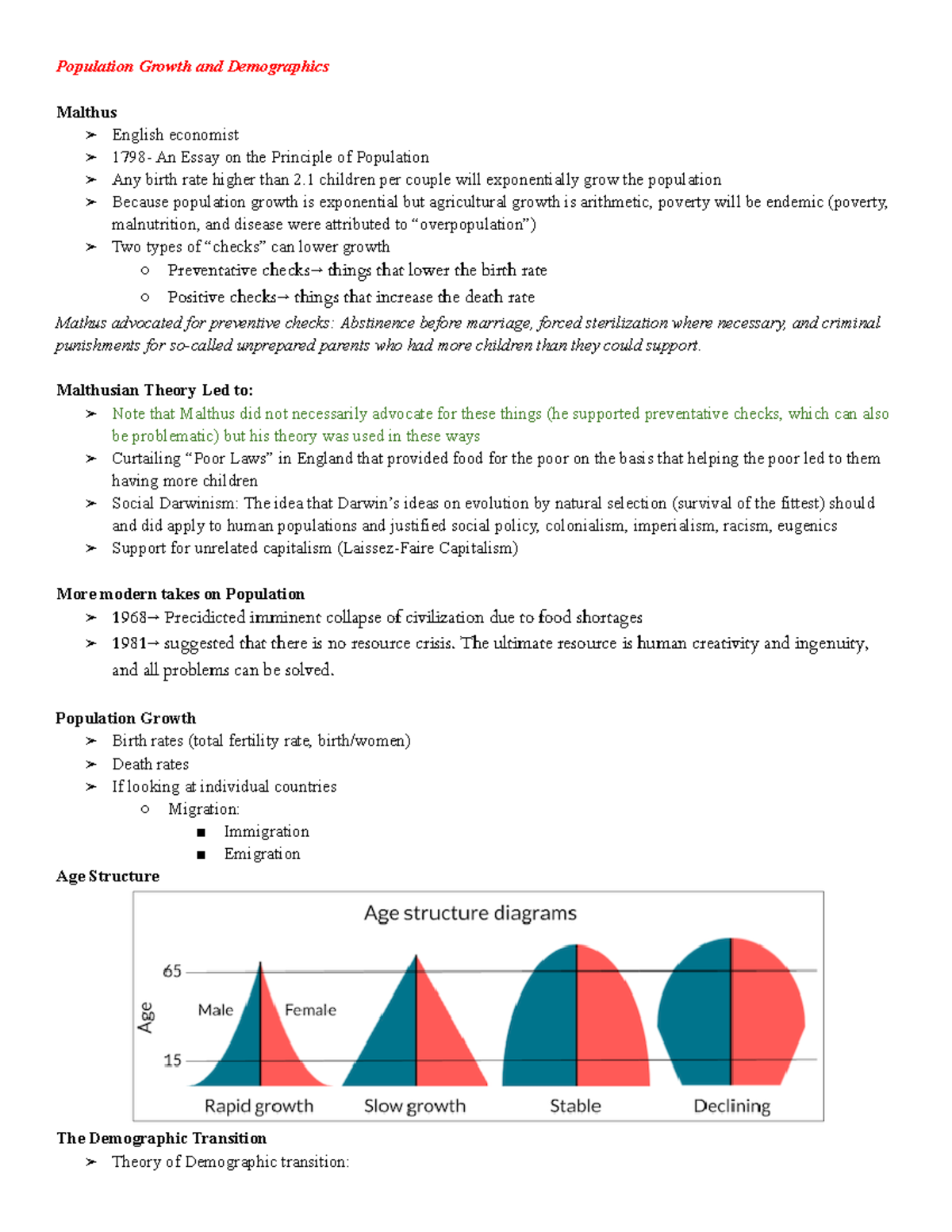 Population Growth and Demographics - Population Growth and Demographics ...