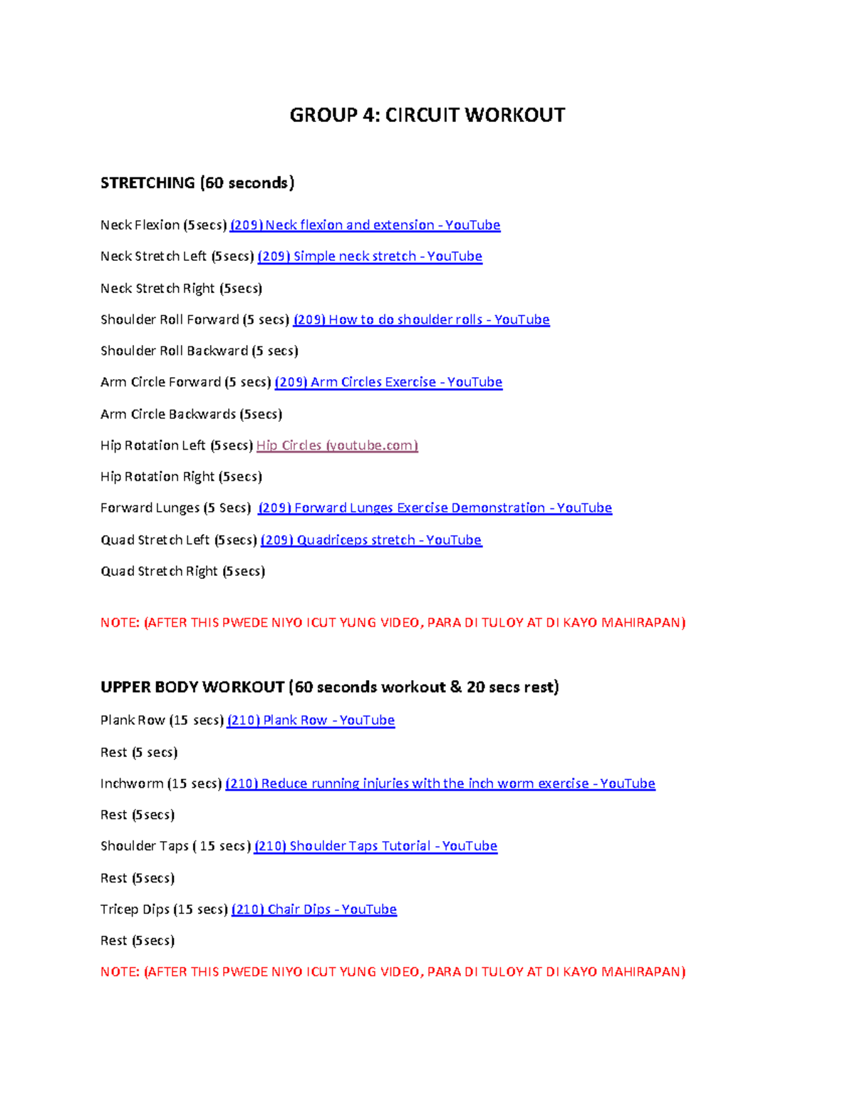 Group-4 Circuit- Workout - GROUP 4: CIRCUIT WORKOUT STRETCHING (60 ...