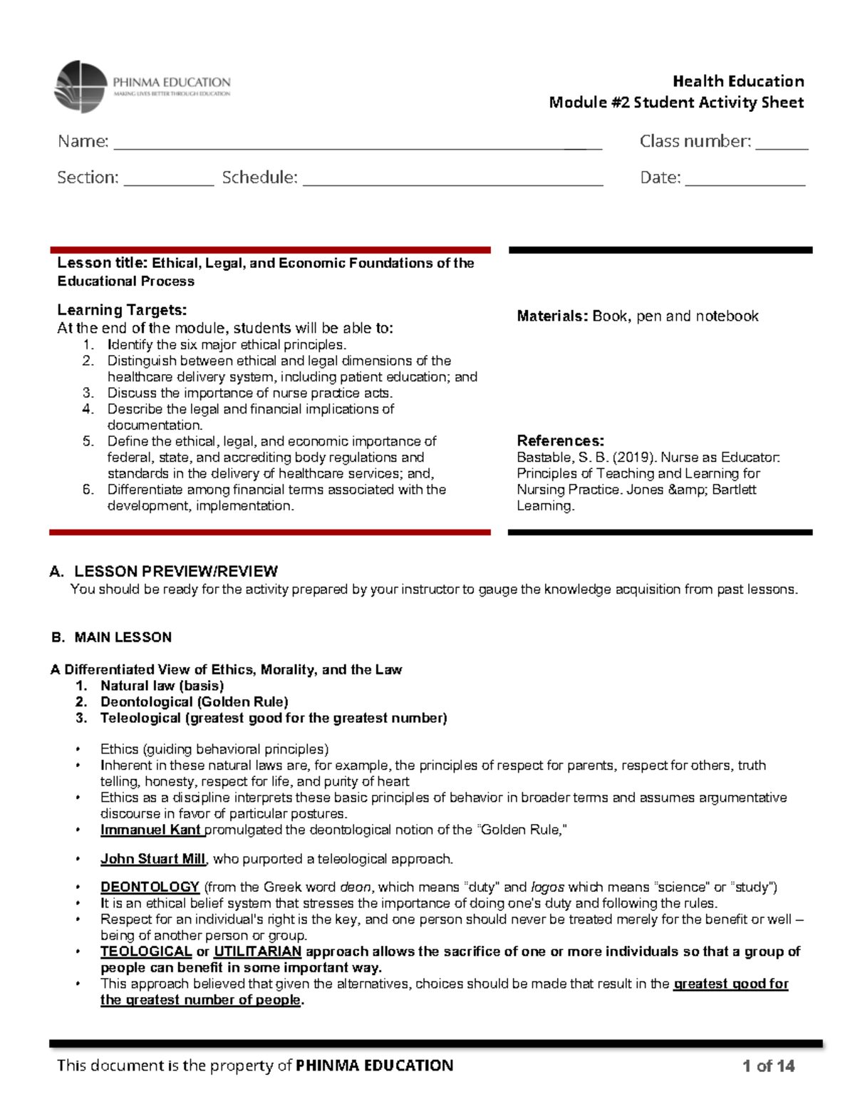 HE SAS 2 - Health Education - Module #2 Student Activity Sheet Name ...