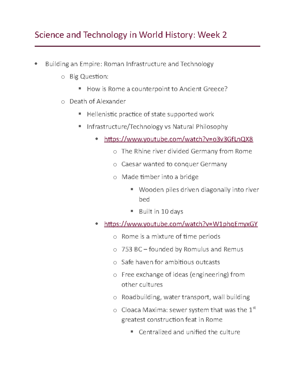 History 108 Week 2 Notes - Science and Technology in World History ...