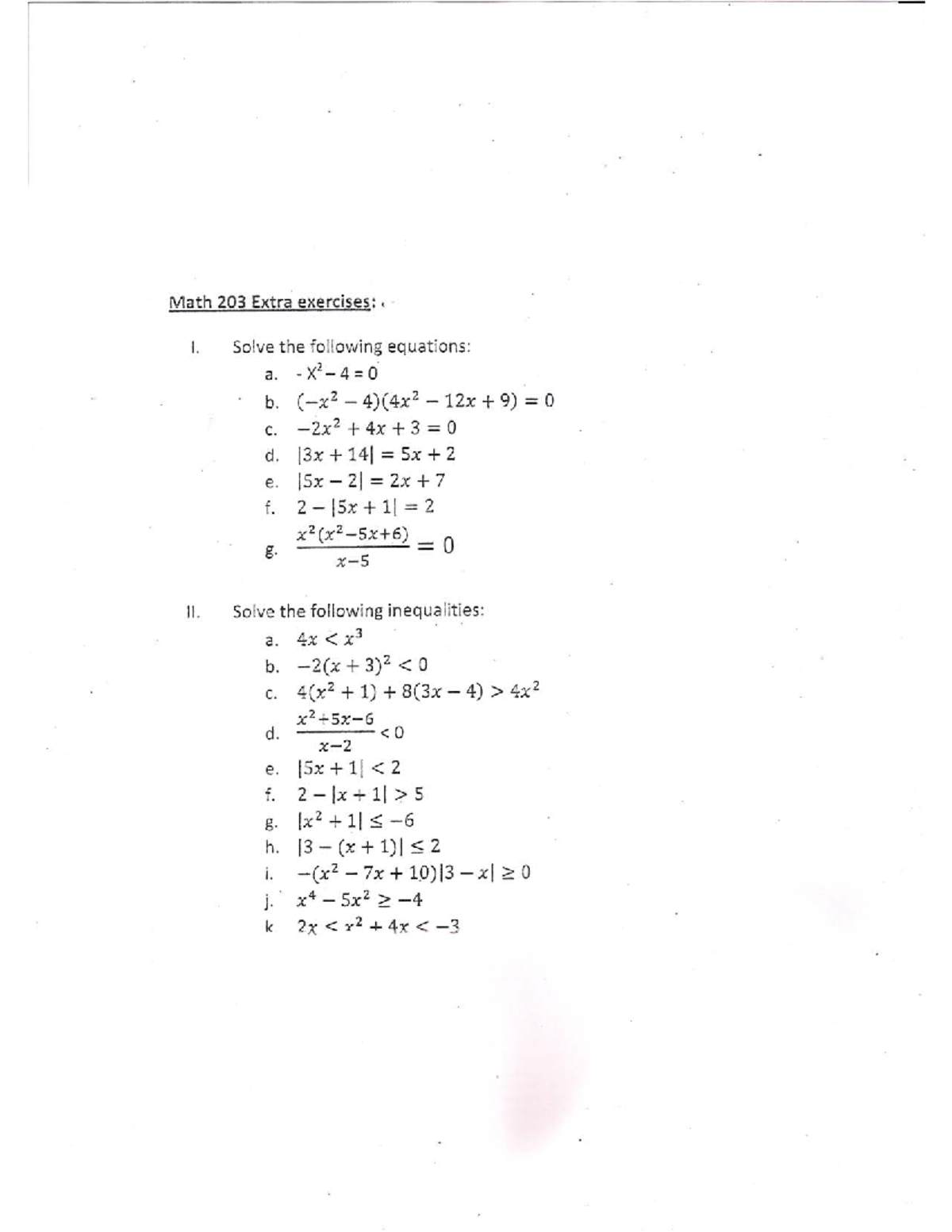 Math 203 extra - ...... - Mathematics for Business - Studocu