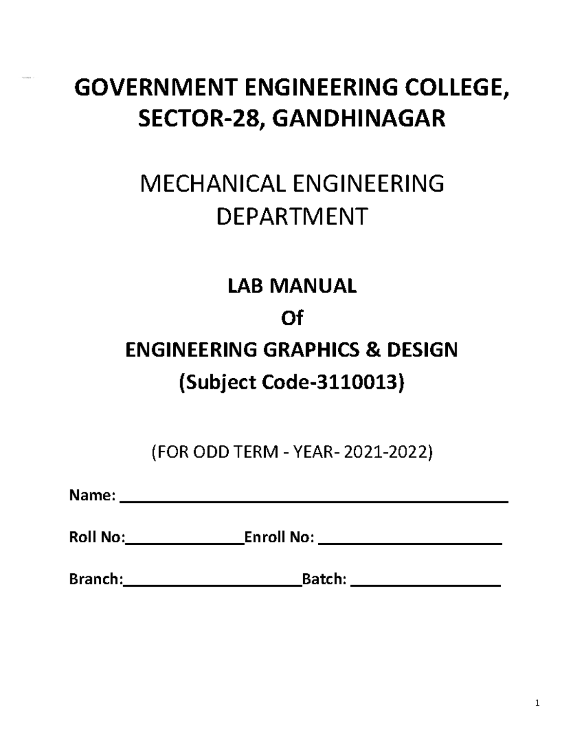 Lab Manual EG-2021-22 Odd (Sem 1) - 1 GOVERNMENT ENGINEERING COLLEGE ...