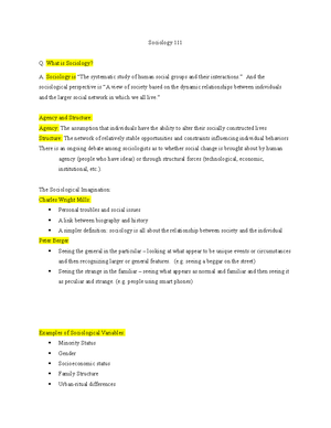 SOCY111 Examination Guidelines - SOCY EXAMINATION GUIDELINES 1 ...