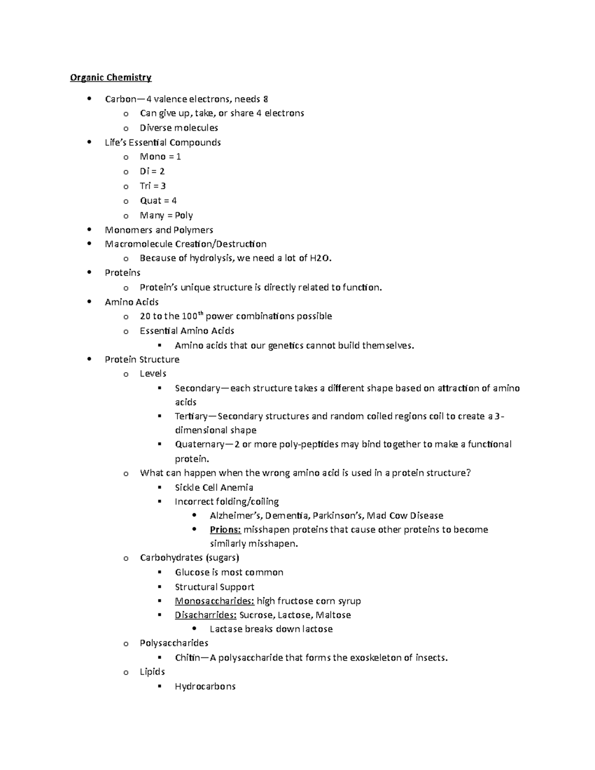 Organic Chemistry Notes - Organic Chemistry Carbon—4 valence electrons ...