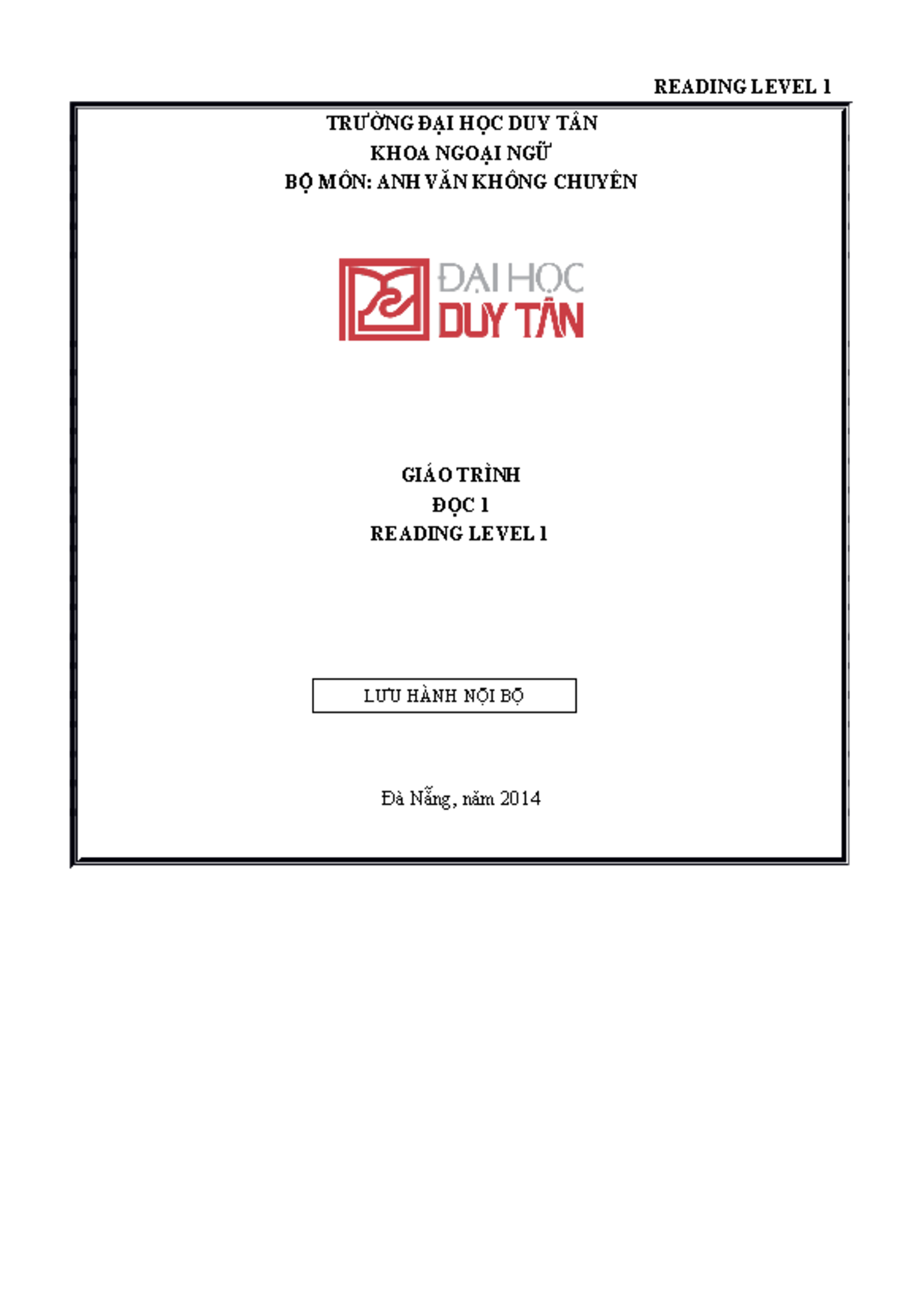 Giao trinh doc reading level 1 truong dai hoc duy tan 118251 - READING ...