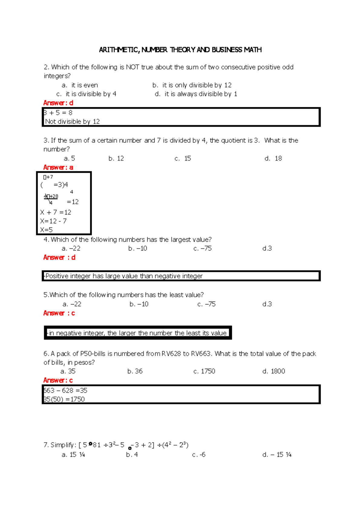 11 Arithmetic, Number Theory AND Business MATH - ARITHMETIC, NUMBER THEORY AND BUSINESS MATH ...