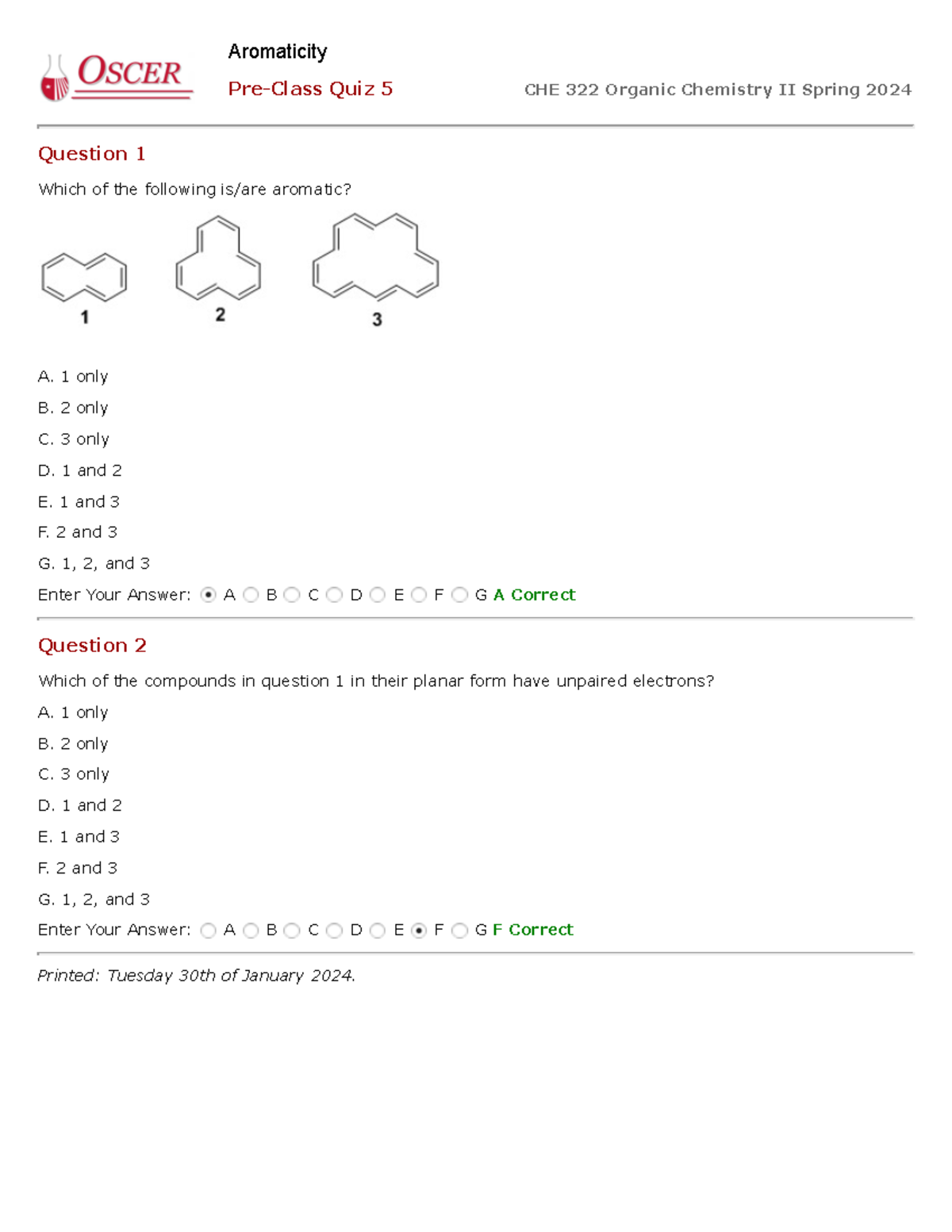 Pre-Class Quiz #5 (Orgo #2) - Aromaticity Pre-Class Quiz 5 CHE 322 ...