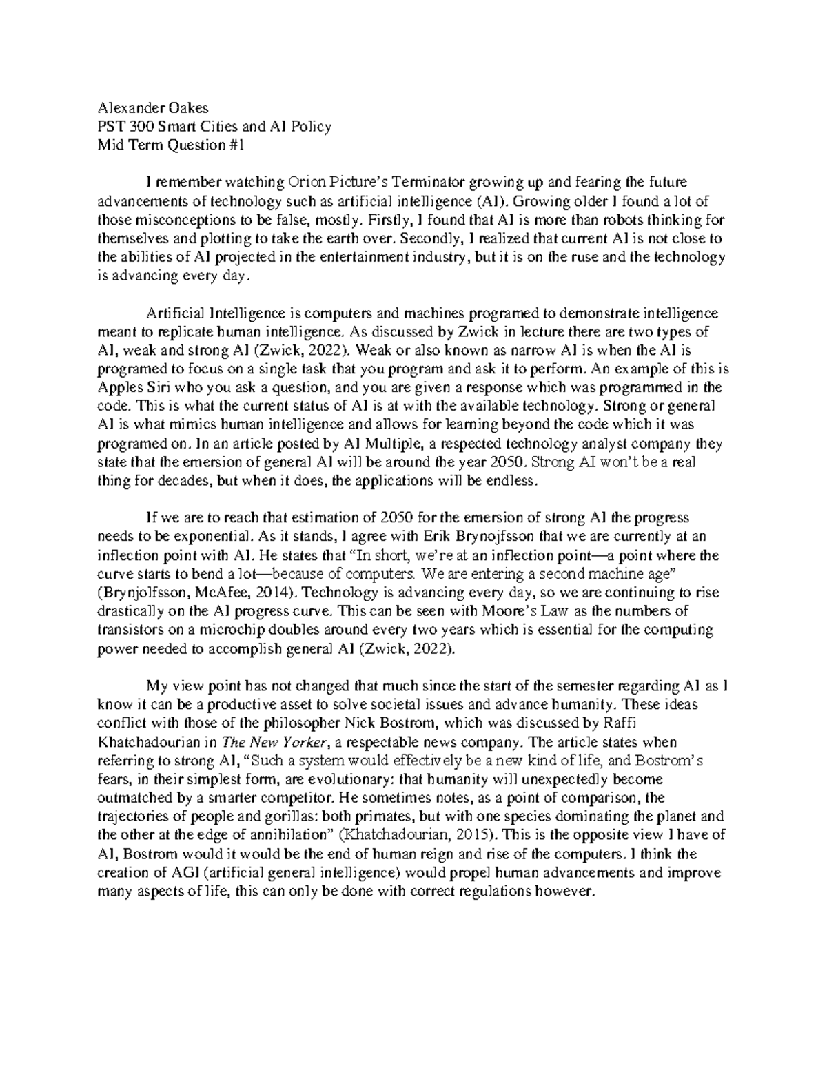 PST 300 Midterm Question 1 - Alexander Oakes PST 300 Smart Cities and ...