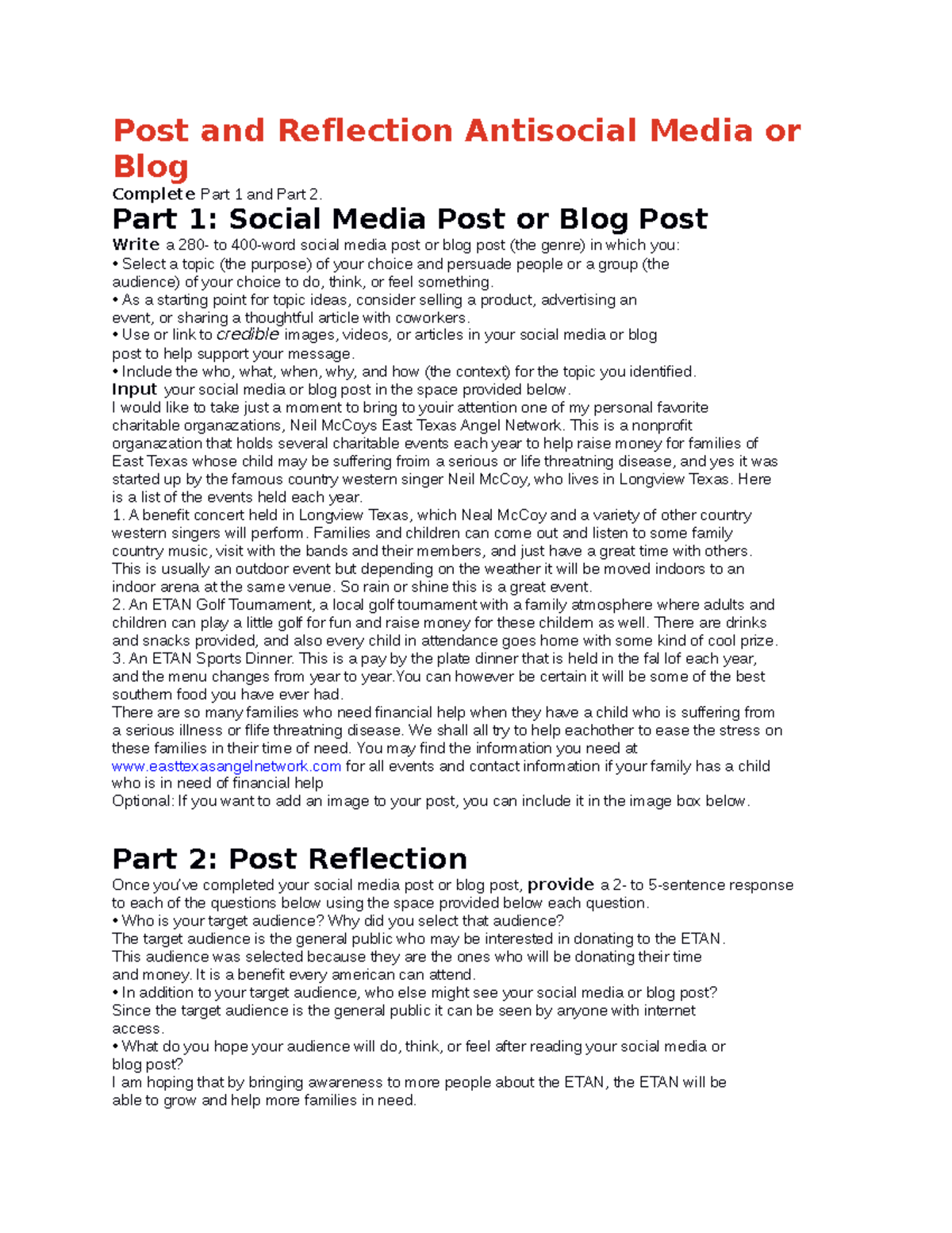 Post and Reflection Antisocial Media or Blog - Post and Reflection ...