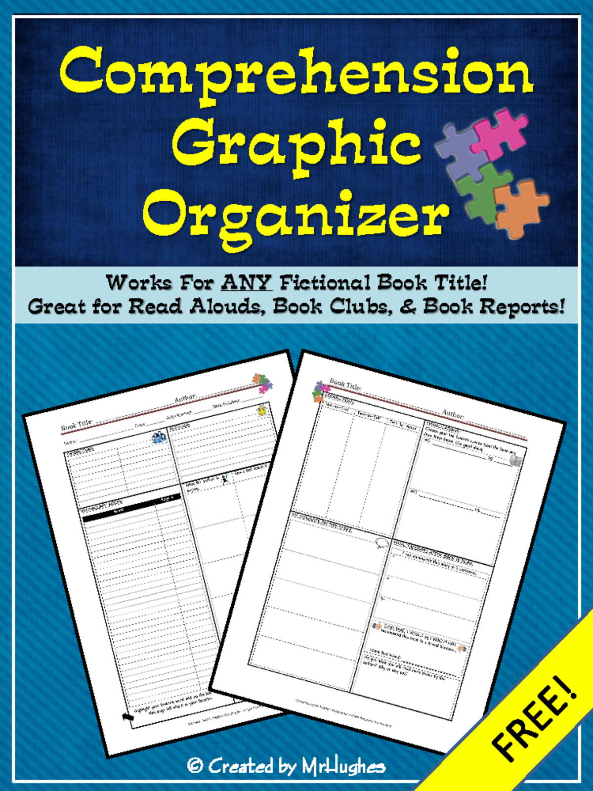 Reading Comprehension Graphic Organizer Fits ANYFiction Book-1 ...