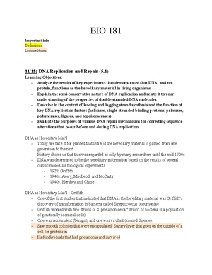 Bio 181 Exam 3 Study Guide - Bio 181 Exam 3 Study Guide What are ...