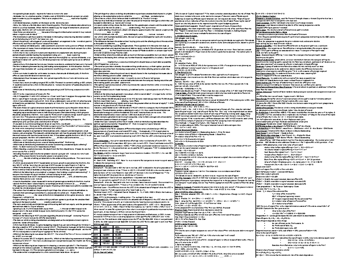 Cheat sheet -An operating lease usually: requires the lessor to ...