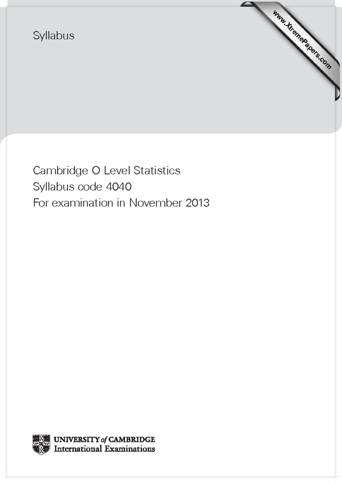 Statistics 4040 O- Level 2013 Syllabus - Syllabus Cambridge O Level ...