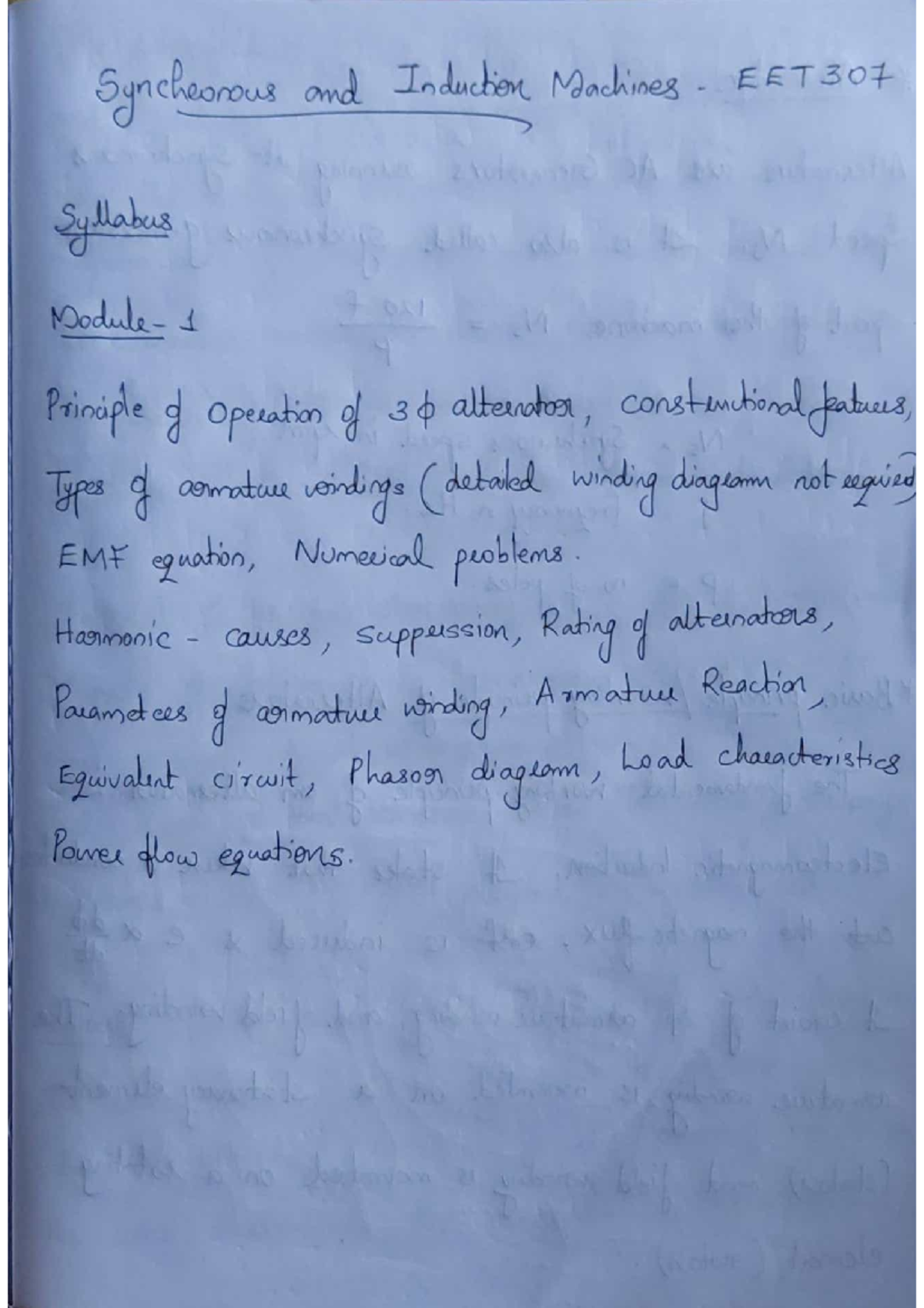 DOC-20241113-WA0004 - Good - Syncheonous and Induction Machines EET307 Syllabus 1 Principle of ...