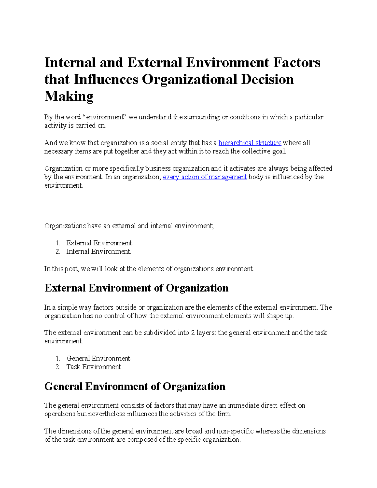 Strategic planing - Internal and External Environment Factors that ...