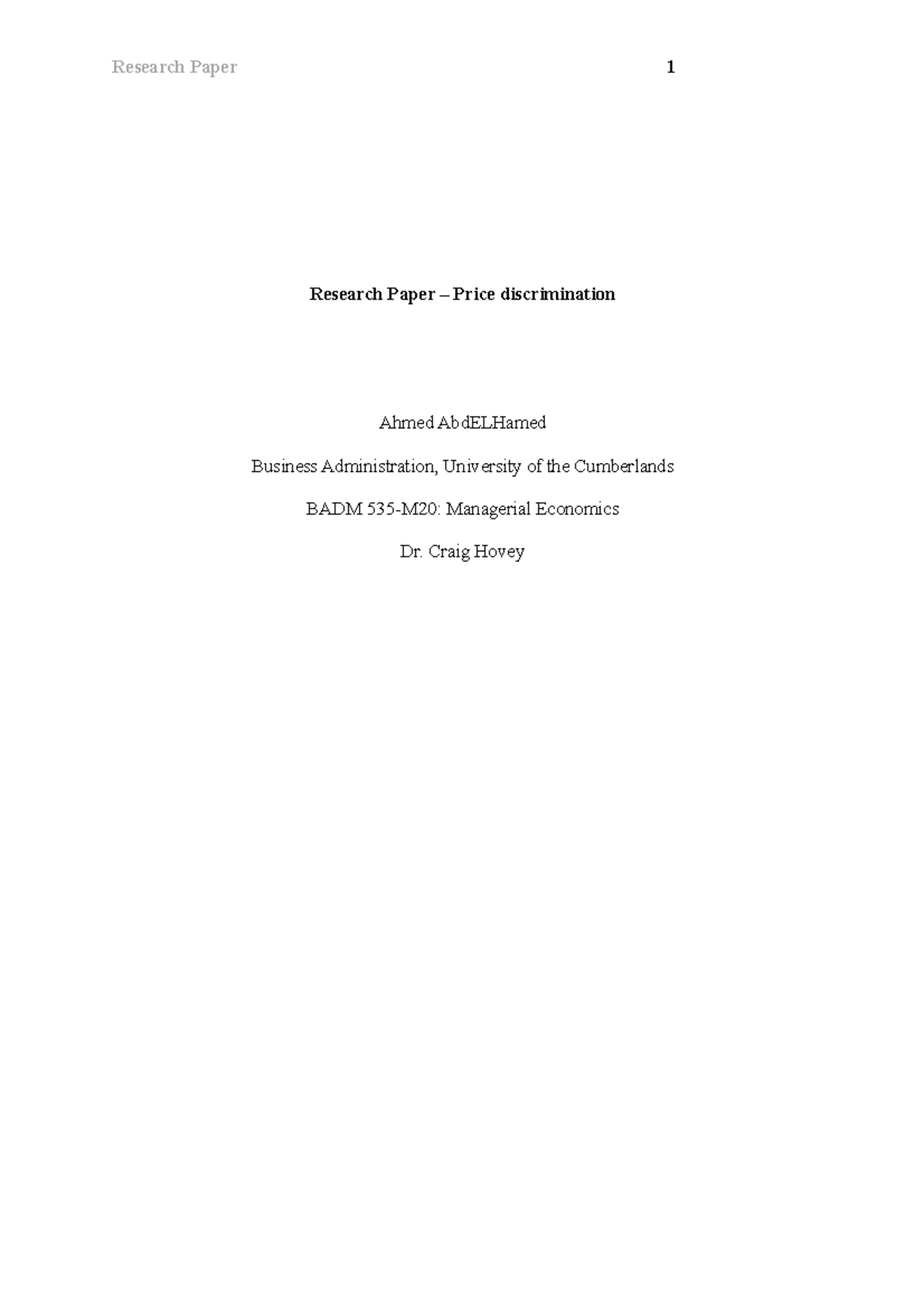 Research Paper - Assignment Problem set - Research Paper – Price ...