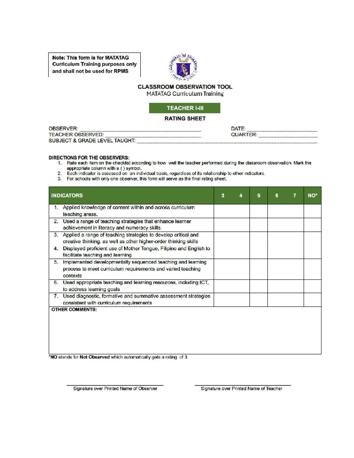 CO- Matatag - Sample lesson plan - structure english - Studocu