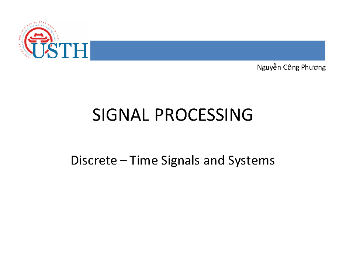 02 Discrete time signals 2020mk - Nguyễn Công Phương SIGNAL PROCESSING ...