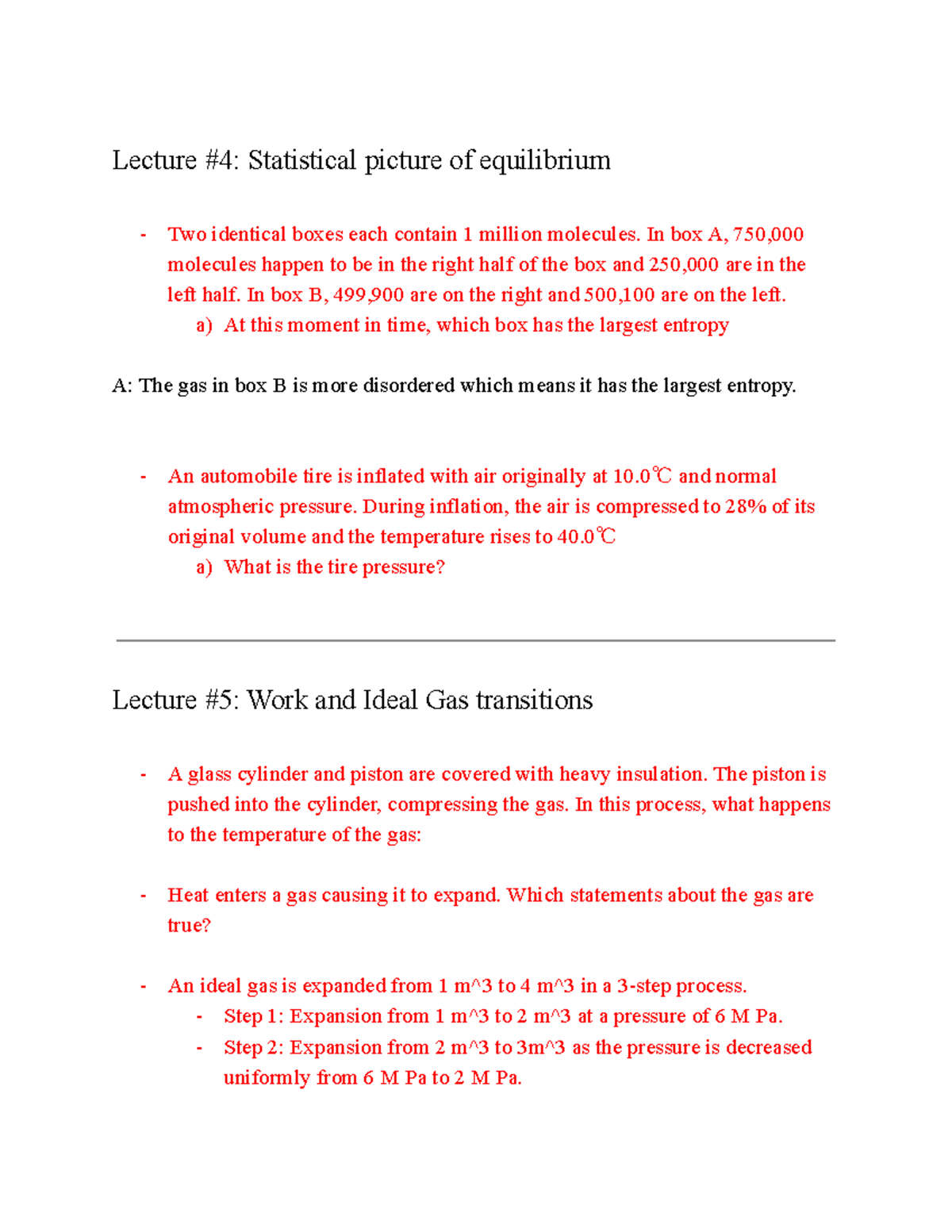 Physics 2B Lecture Problems-part-2 - Lecture #4: Statistical picture of ...