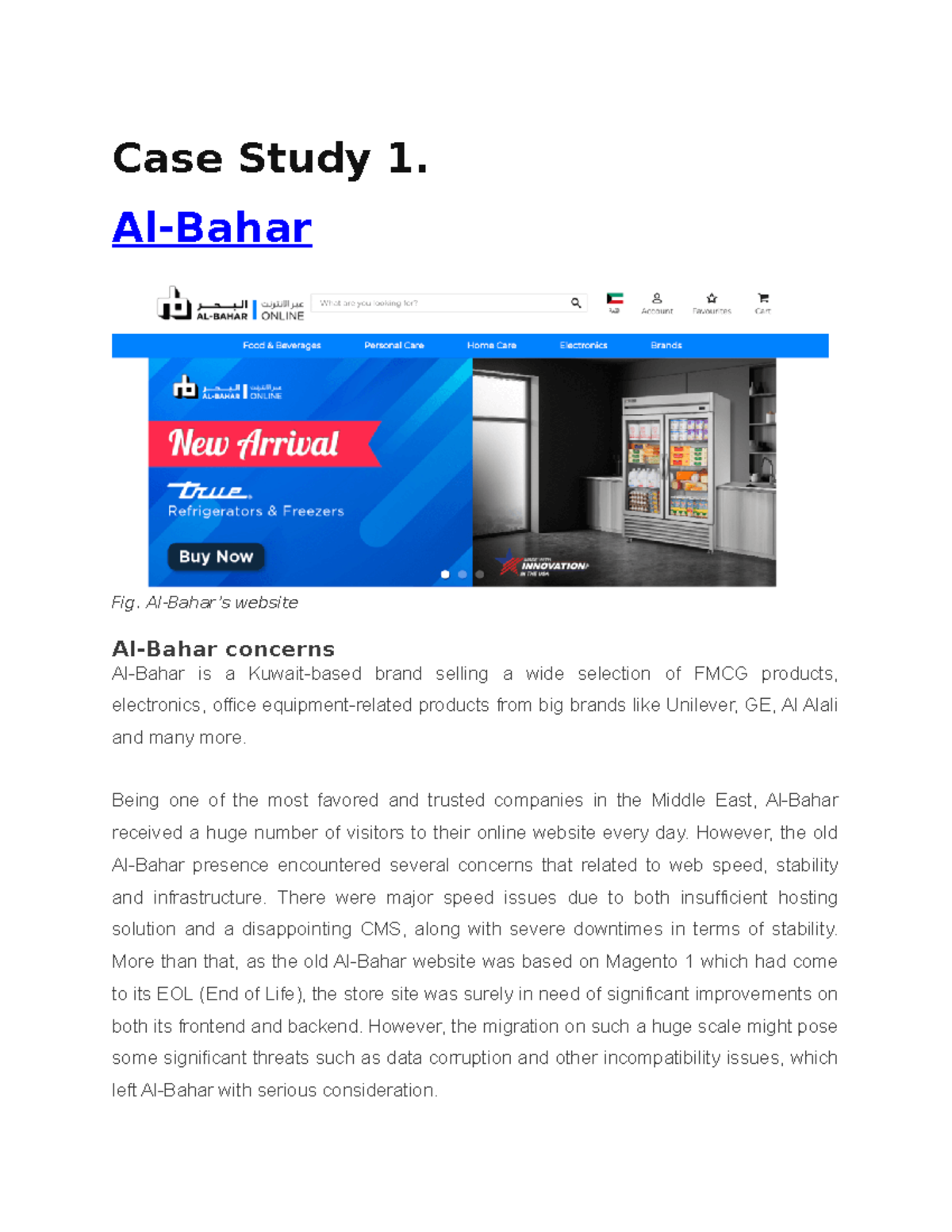 E Commerce Case Studies - Case Study 1. Al-Bahar Fig. Al-Bahar’s ...