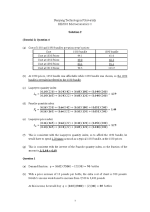 Tutorial 3 - TUT - Nanyang Technological University HE2001 ...