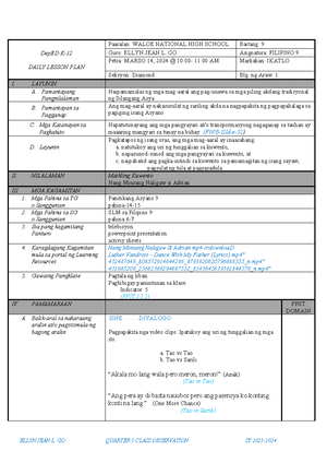 AP7 Q2 Lesson-PLAN-FOR-COT - DepED K- DAILY LESSON PLAN Paaralan: WALOE NATIONAL HIGH SCHOOL ...