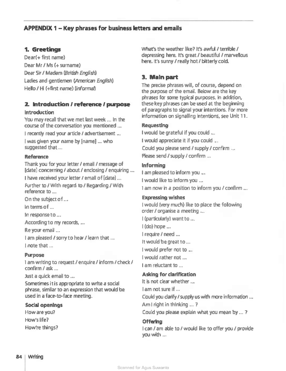 Reference - Business Writing - APPENDIX 1 Key phrases for business ...