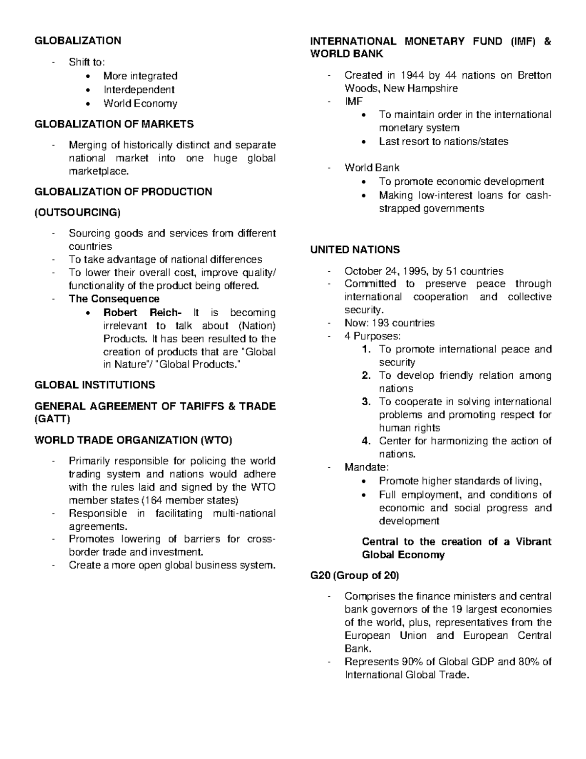 IBT Chapter 1 Notes - International Business and Trade - GLOBALIZATION ...