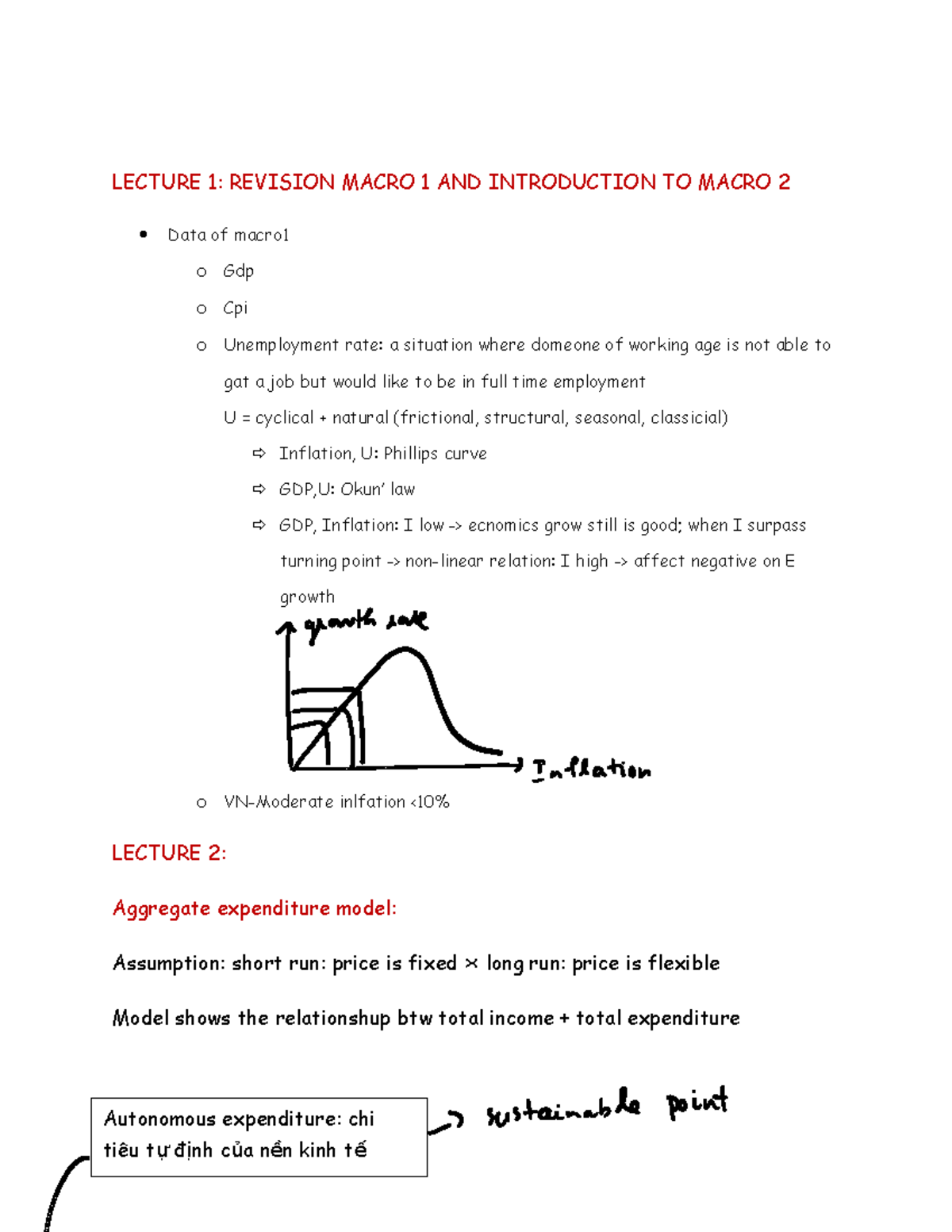 Macroeconomics 2 - LECTURE 1: REVISION MACRO 1 AND INTRODUCTION TO MACRO 2 Data of macro o Gdp o ...
