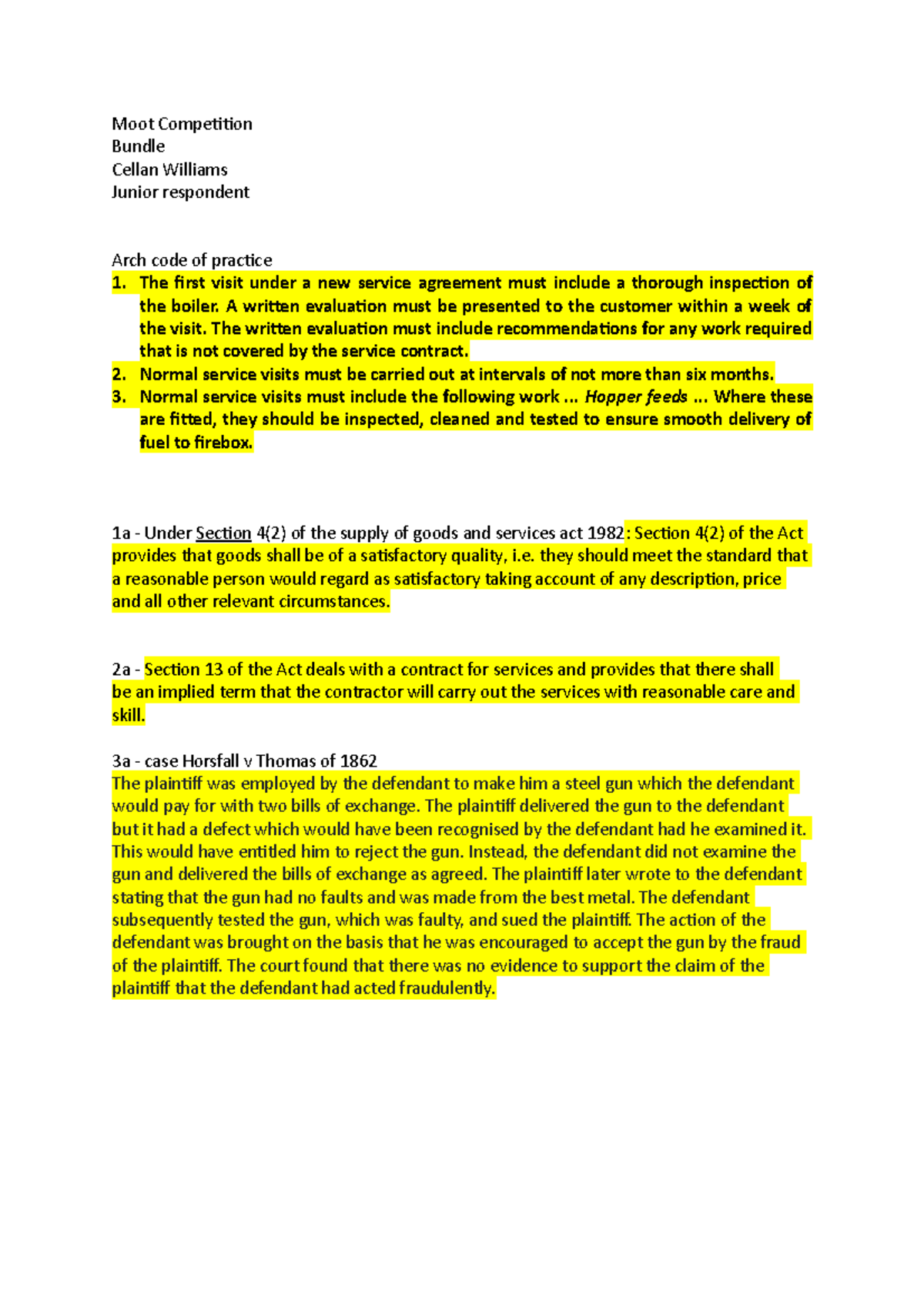 Moot Competition - Bundle - Moot Competition Bundle Cellan Williams ...