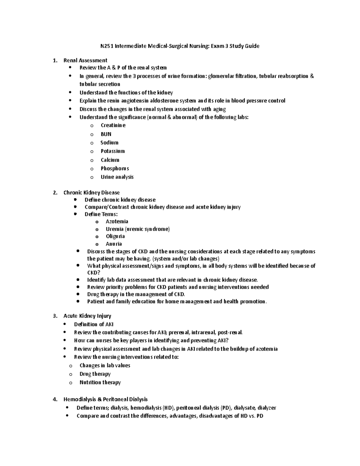 N251 Exam 3 Study Guide - JNavarro - N251 Intermediate Medical-Surgical ...