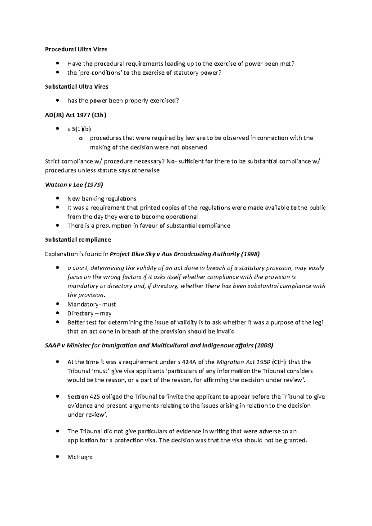 Lecture 4 - Procedural Ultra Vires Have the procedural requirements ...