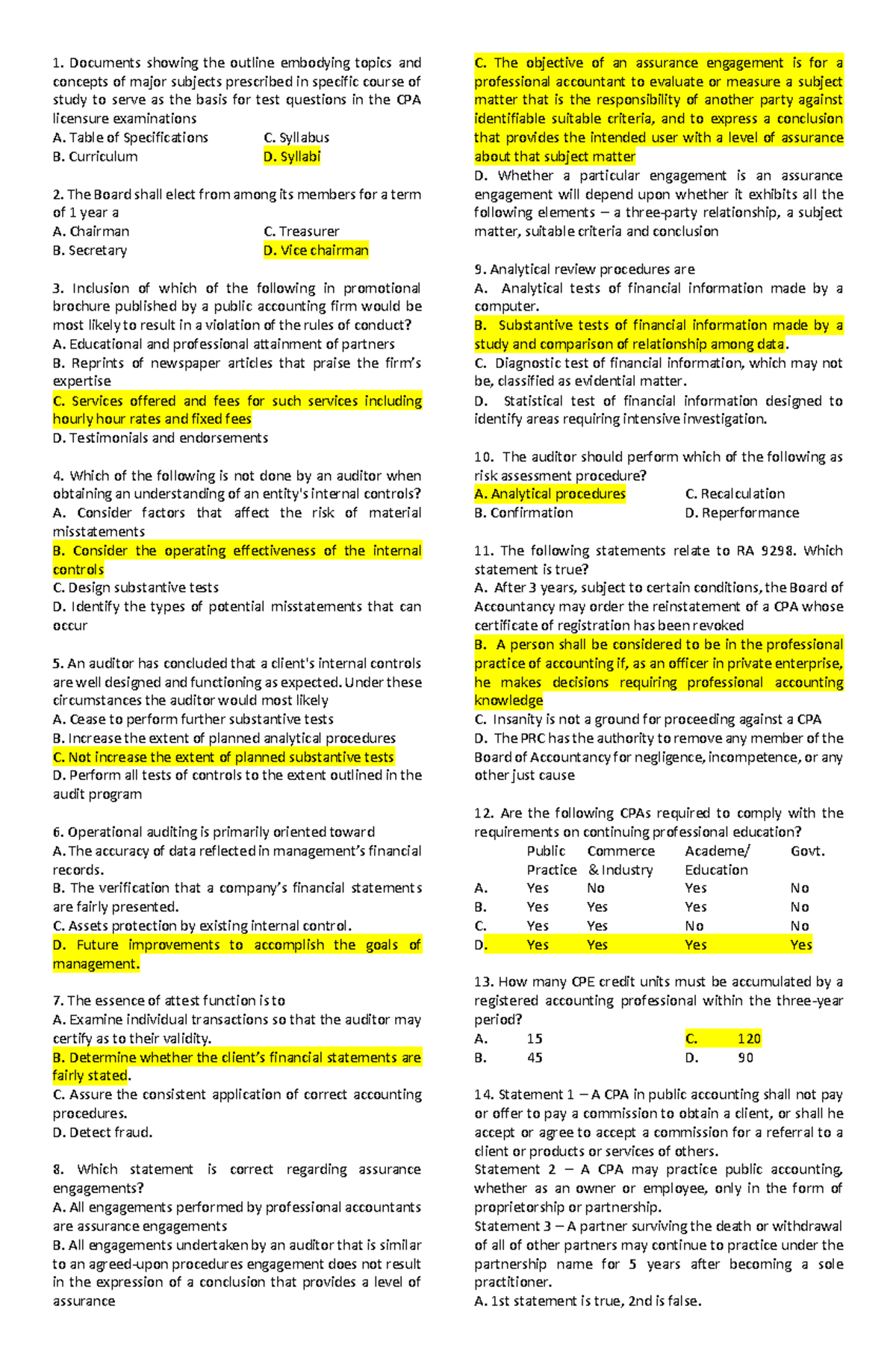 AUD- Final-EXAM - none - Documents showing the outline embodying topics and concepts of major ...