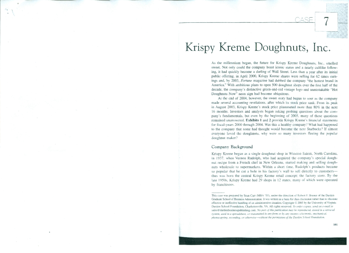 Case 4 Krispy Kreme - Management Accouting Part 2 - Studocu